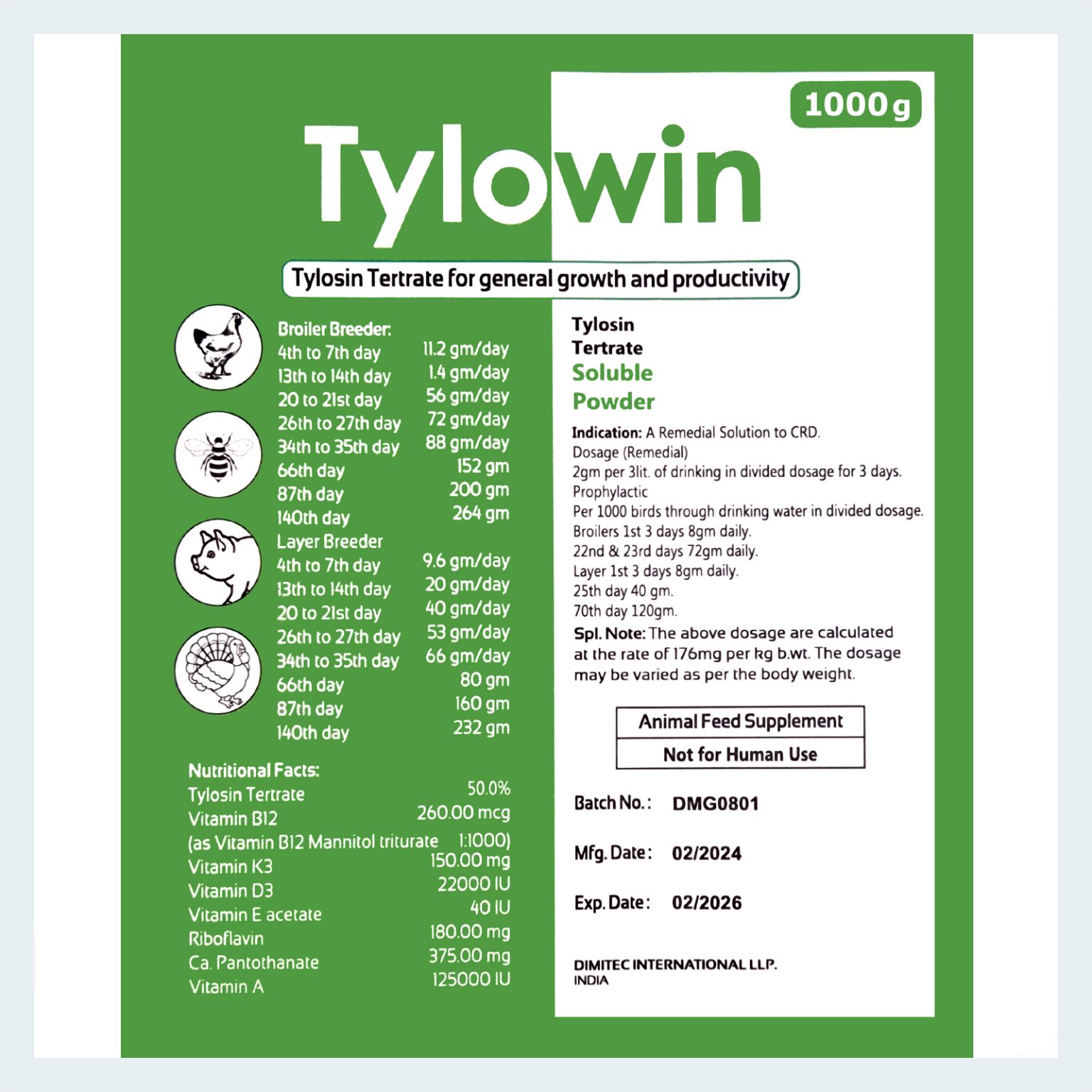 Tylosin (Tylan) for Chickens 1000g - Free UK Delivery | Pet Meds Online